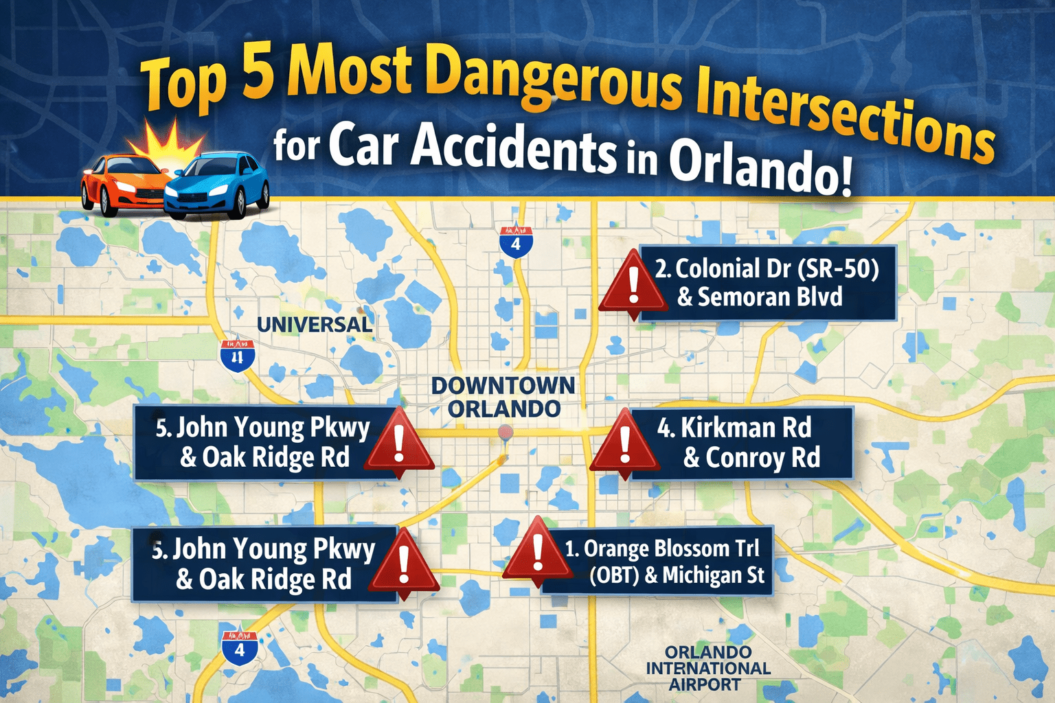 Top 5 Most Dangerous Intersections in Orlando for Car Accidents - Bogin ...